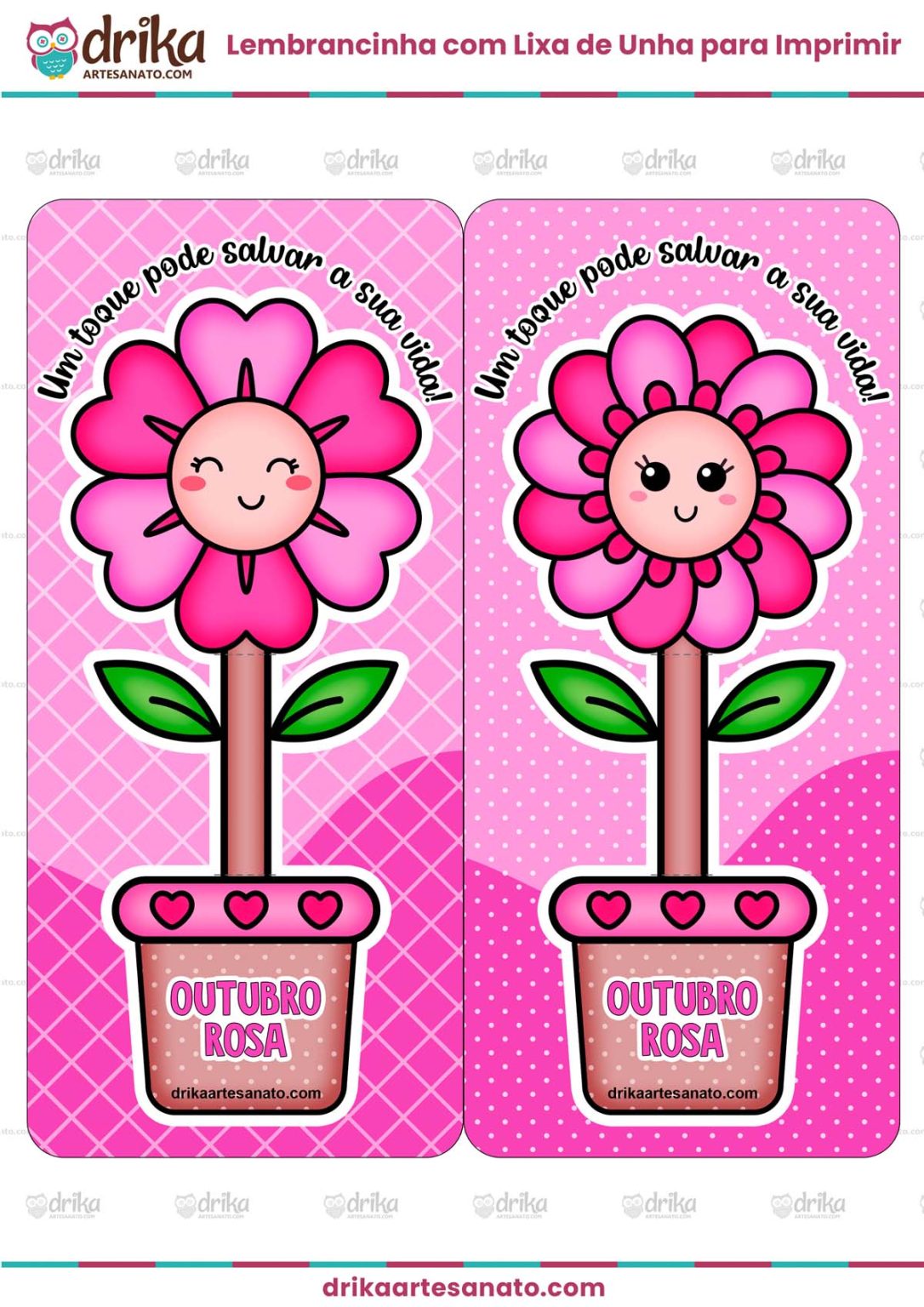 Outubro Rosa: Lembrancinha com Lixa de Unha para Imprimir!