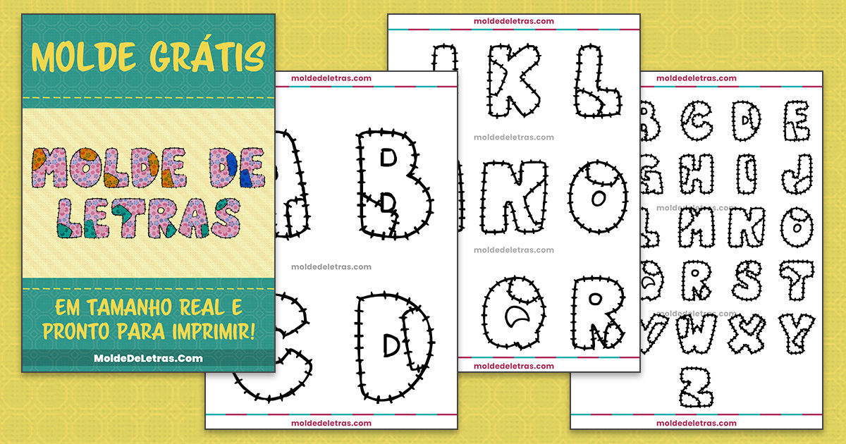 Molde de Letras em Estilo Patchwork para Artesanato e Atividades Educativas