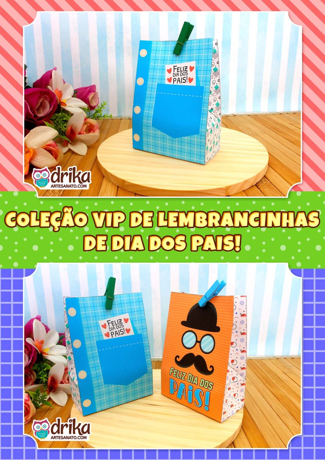 Lembrancinha de Dia dos Pais para Imprimir: Sacolinha Surpresa